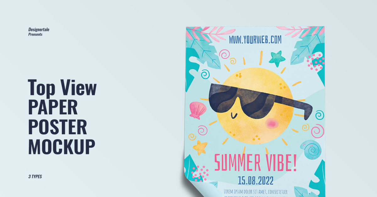 Draufsicht Papier Poster Set Mockup #266673 - TemplateMonster