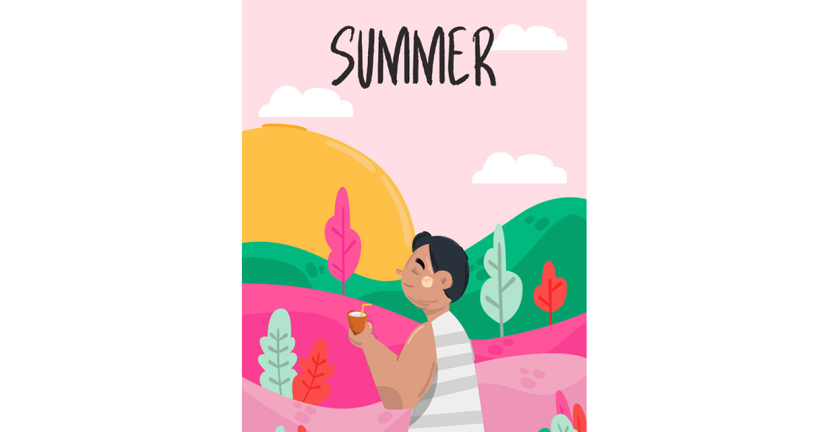 Free Summer Season Portrait Background Illustration