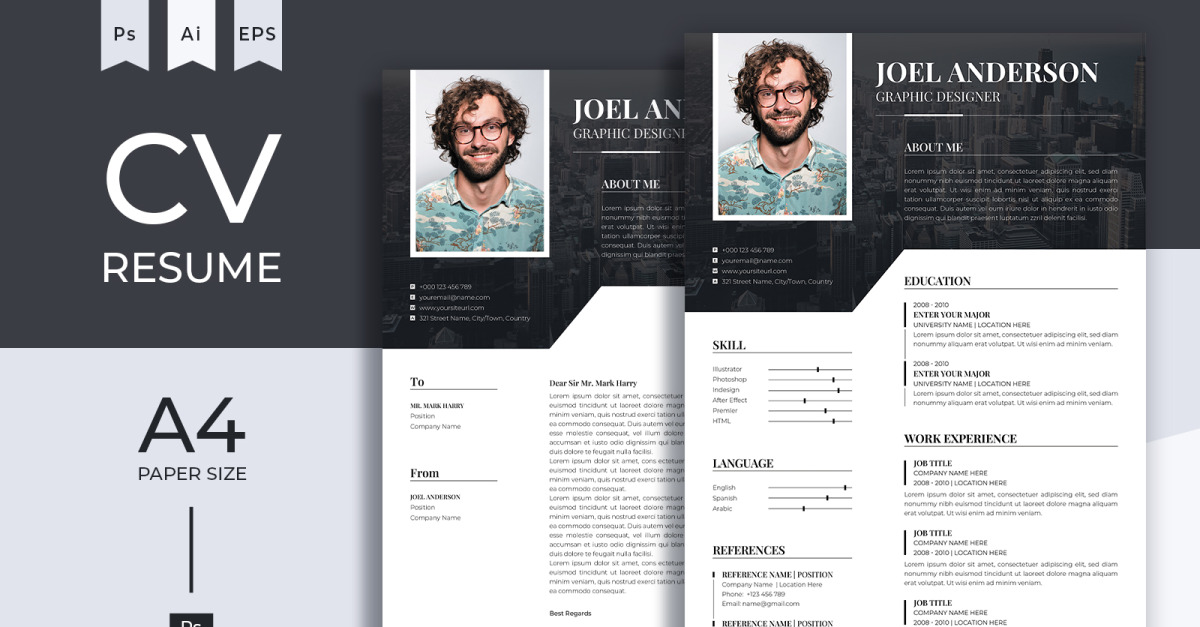 Professionell CV-mall och följebrev #266744 - TemplateMonster