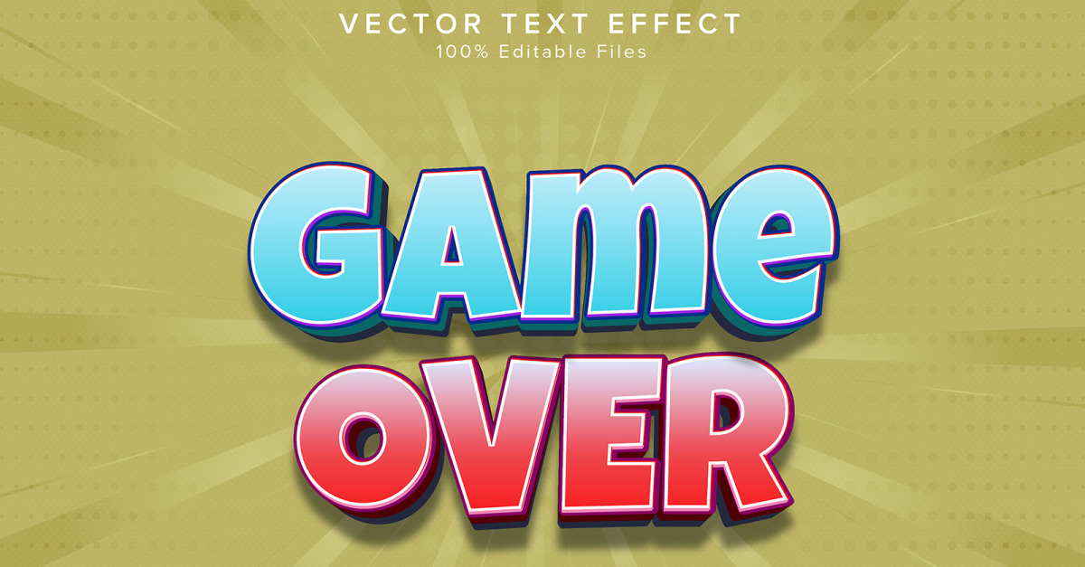 Game Over 3d Text Effect Cyan And Red - TemplateMonster