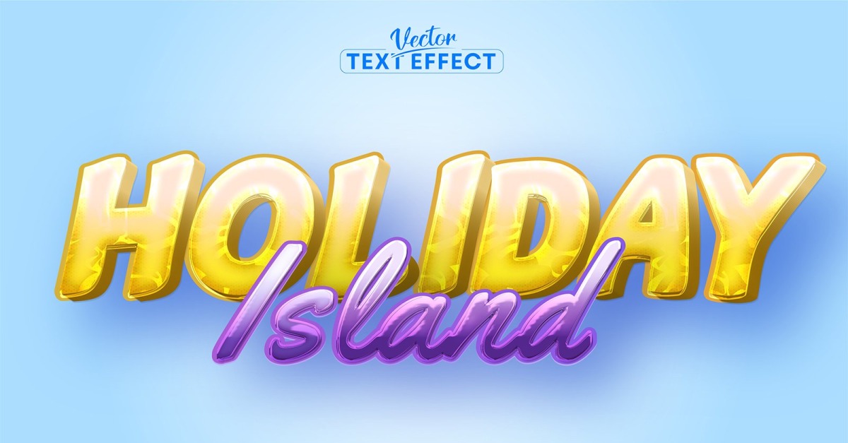 Holiday Island: efecto de texto editable, estilo de texto de dibujos ...