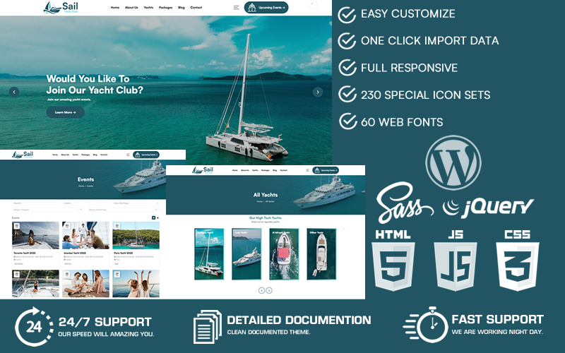 Sail - Yacht Club WordPress Theme #267370 - TemplateMonster