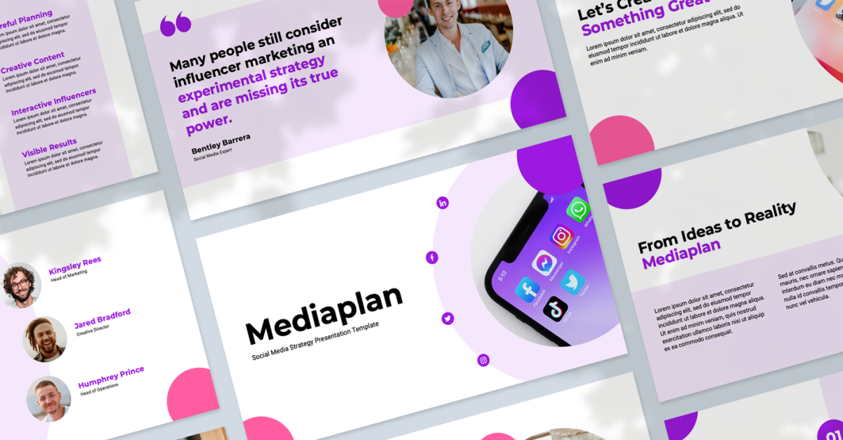 Plantilla de PowerPoint para presentación de estrategia de redes sociales