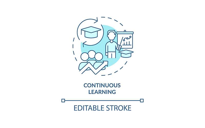 Continuous learning turquoise concept icon - TemplateMonster