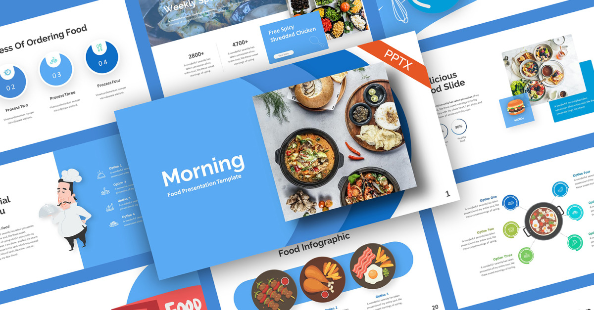 Modèle PowerPoint de nourriture du matin - TemplateMonster
