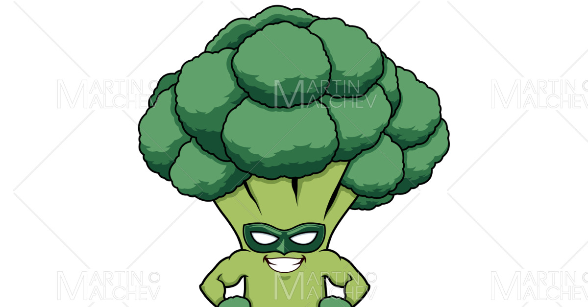 Broccoli Superhero Mascot Vector Illustration
