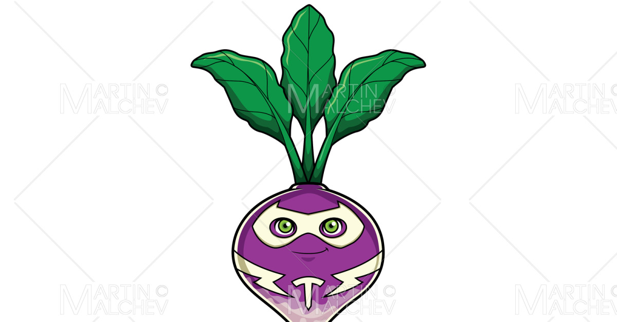 Illustration vectorielle de navet super-héros mascotte
