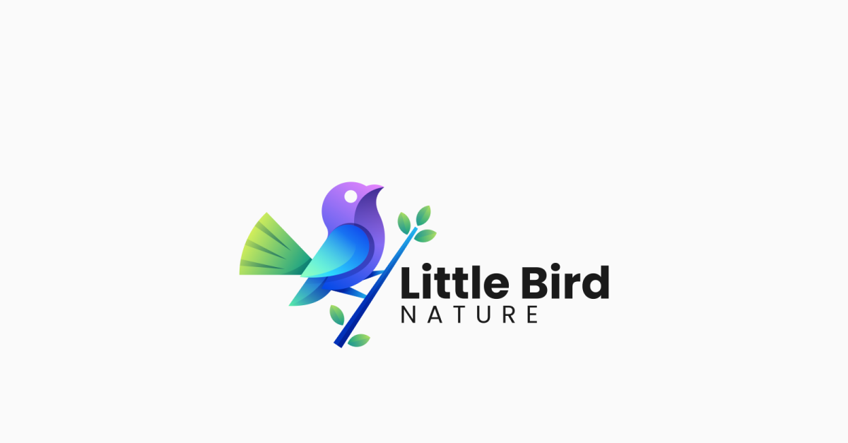 Little Bird Gradient Colorful Logo Design - TemplateMonster