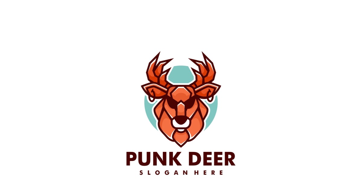 Punk Deer Simple Mascot Logo #268804 - TemplateMonster