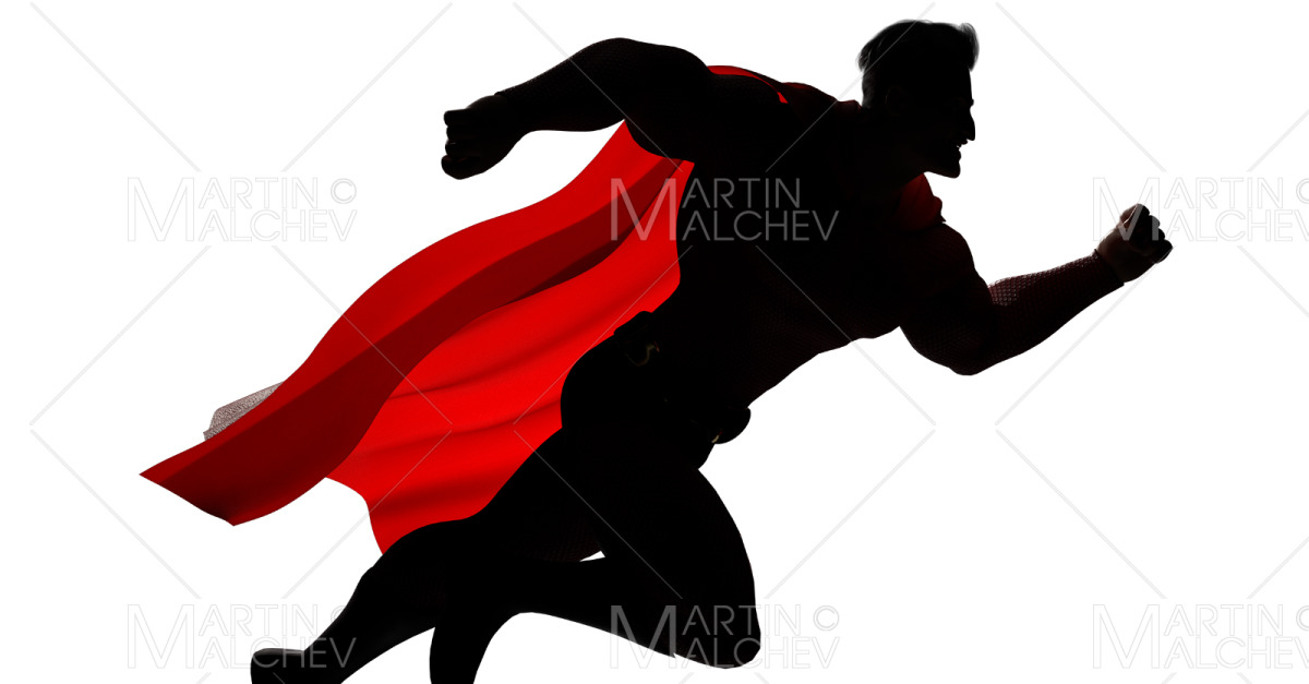 Superhero Running Isolated Silhouette 3D Render