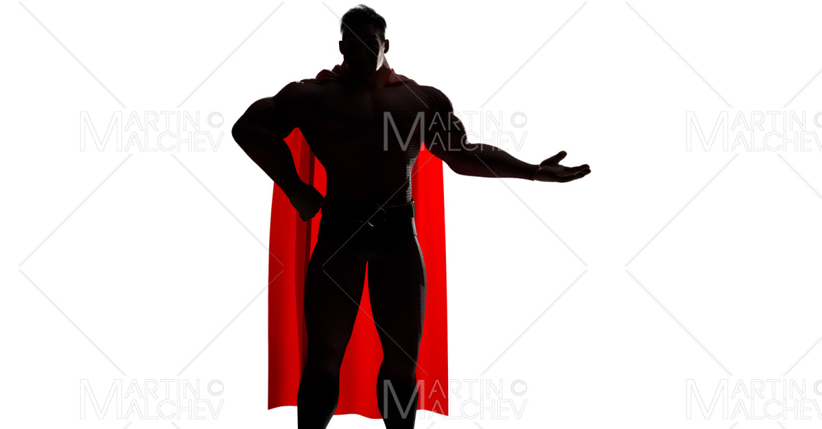 Superhéroe, presentación, en, blanco, silueta, 3d, render
