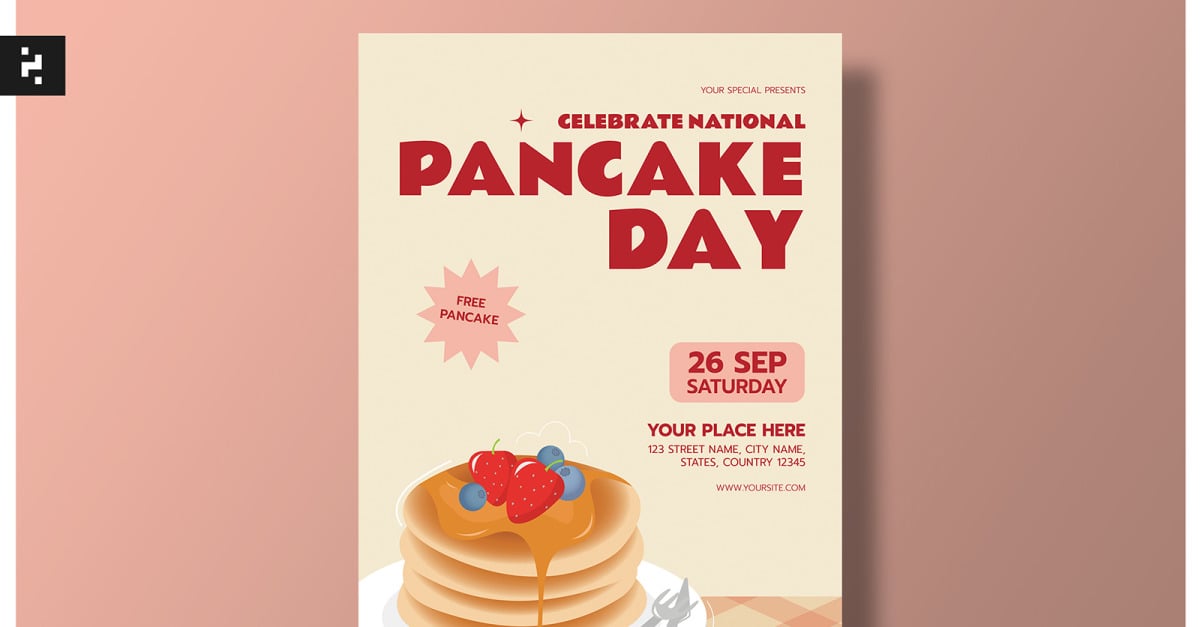 National Pancake Day Flyer Template #268966 - TemplateMonster