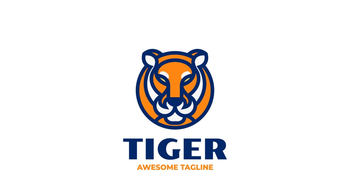 Logotipo de mascote simples do tigre Vol.1 - TemplateMonster