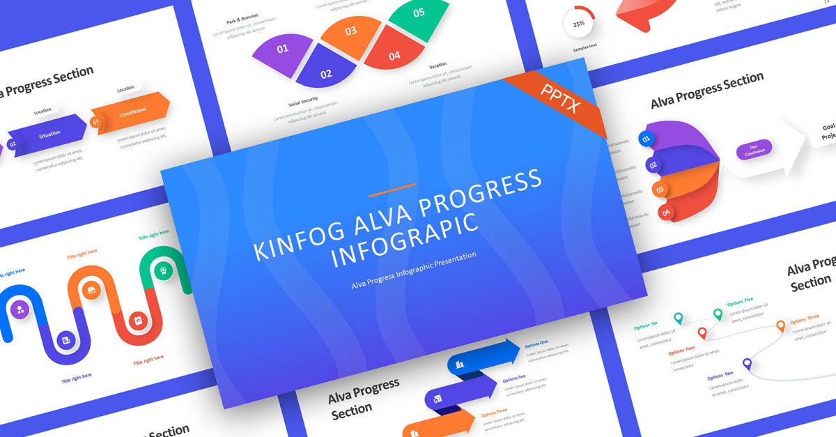 Kinfog Alva Process Infografika Szablon PowerPoint