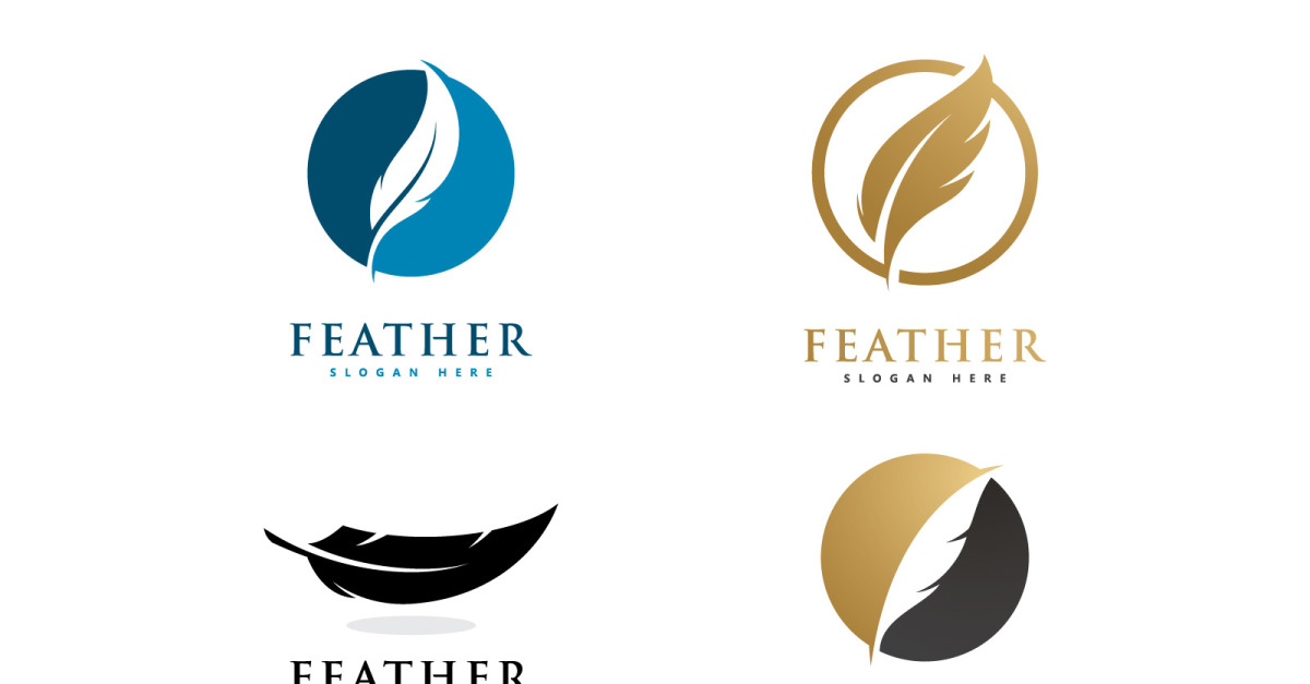 Feather Vector Logo Design Template V14 - TemplateMonster