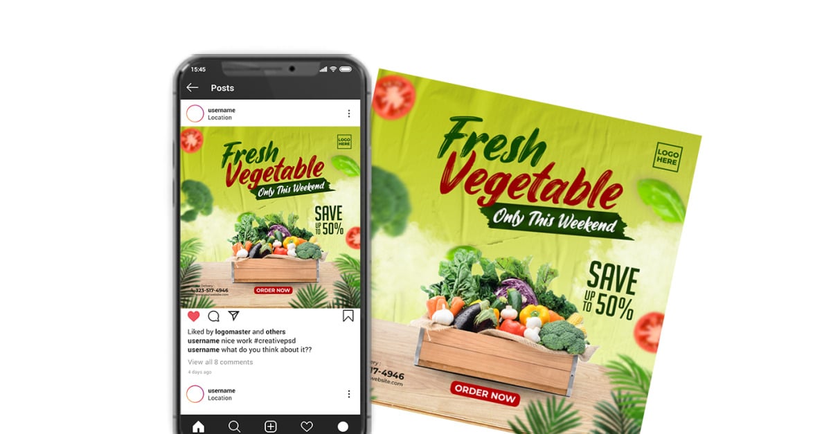 Instagram post social media post fresh vegetable
