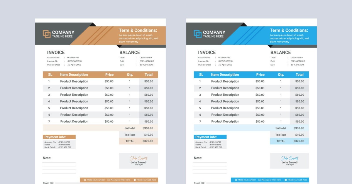 Pris kvitto faktura design vektor #270485 - TemplateMonster