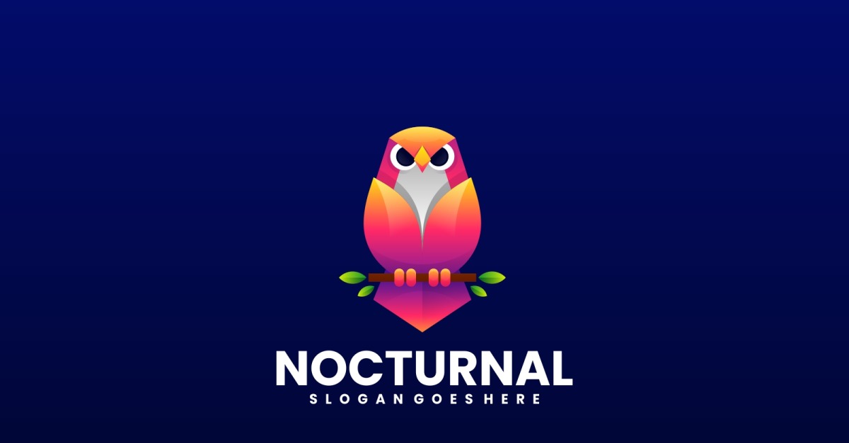 Gece Baykuş Gradyan Renkli Logo Tarzı - TemplateMonster