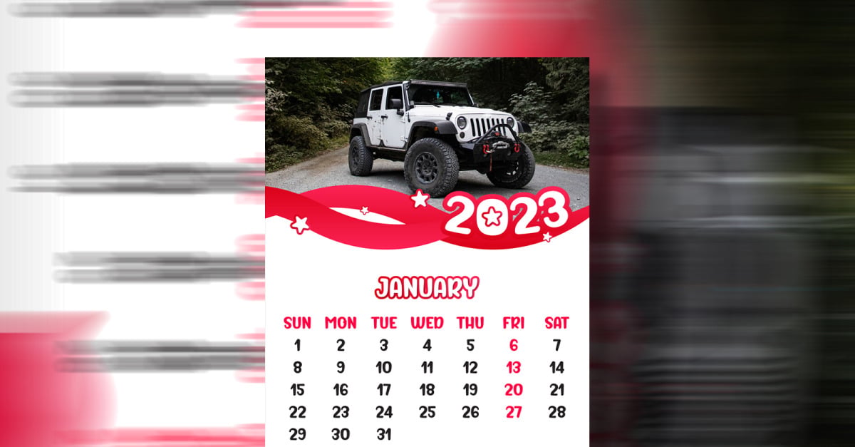 Modern Takvim 2023 Yazdırmaya Hazır Eps Vektör Şablonu