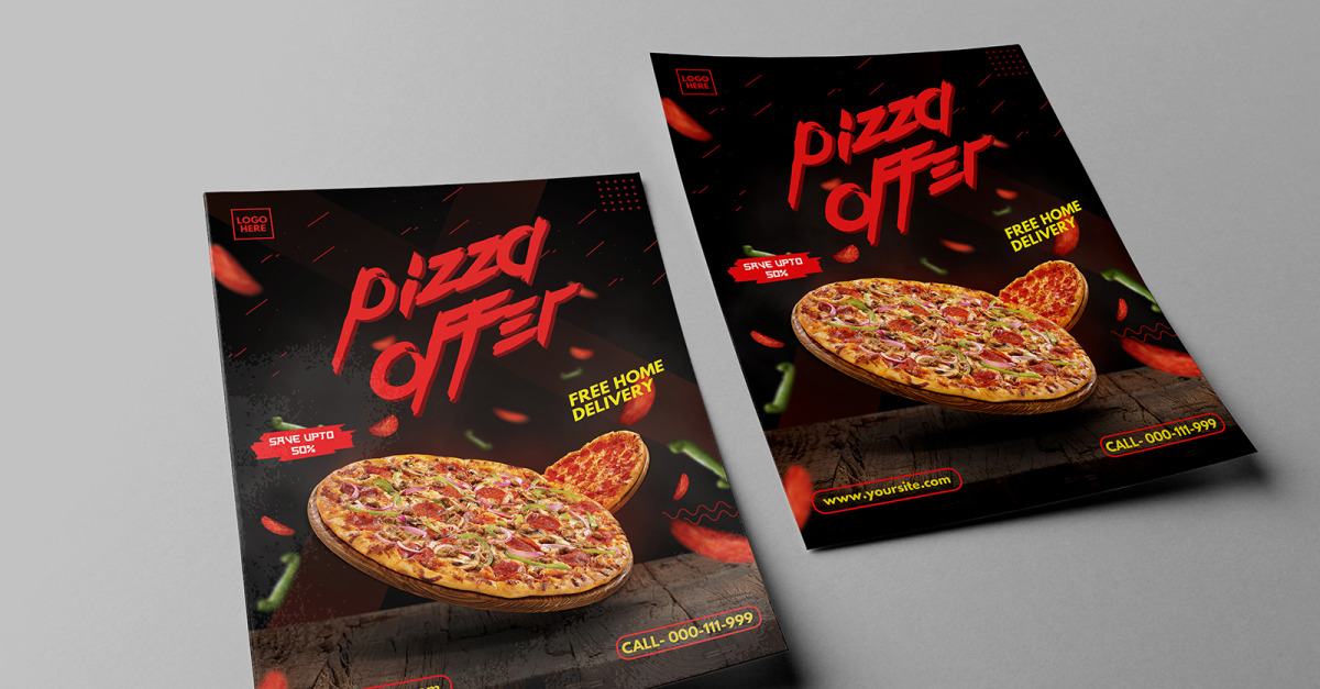 Plantilla de volante de pizza - Plantilla PSD