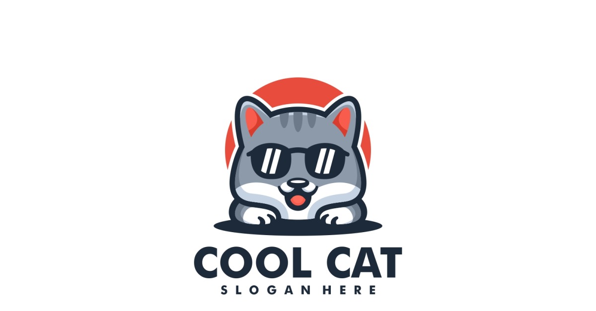 Cool Cat Simple Mascot Logo #271188 - TemplateMonster