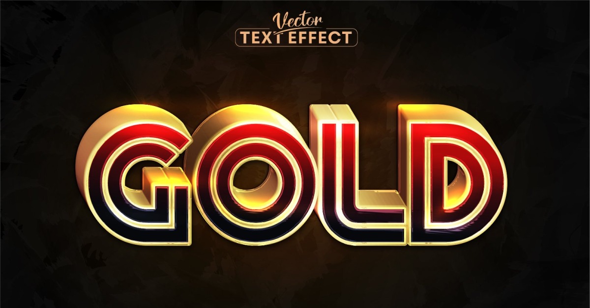 Gold - Editable Text Effect, Red And Golden Text Style, Graphics ...
