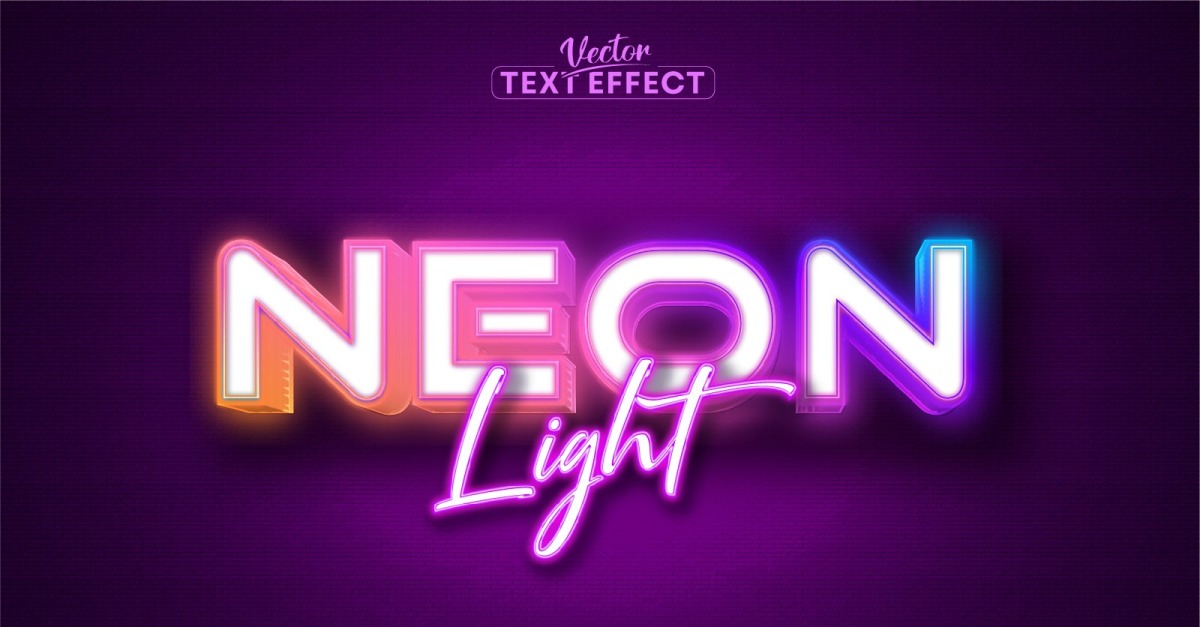 Neon Light - Editable Text Effect, Neon Text Style, Graphics Illustration