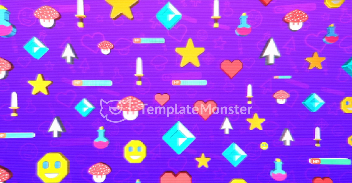 8-Bit Icons On Retro TV Screen Loop #271357 - TemplateMonster