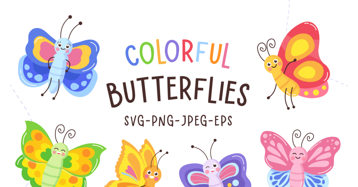 Ensemble d'illustration de papillons mignons colorés