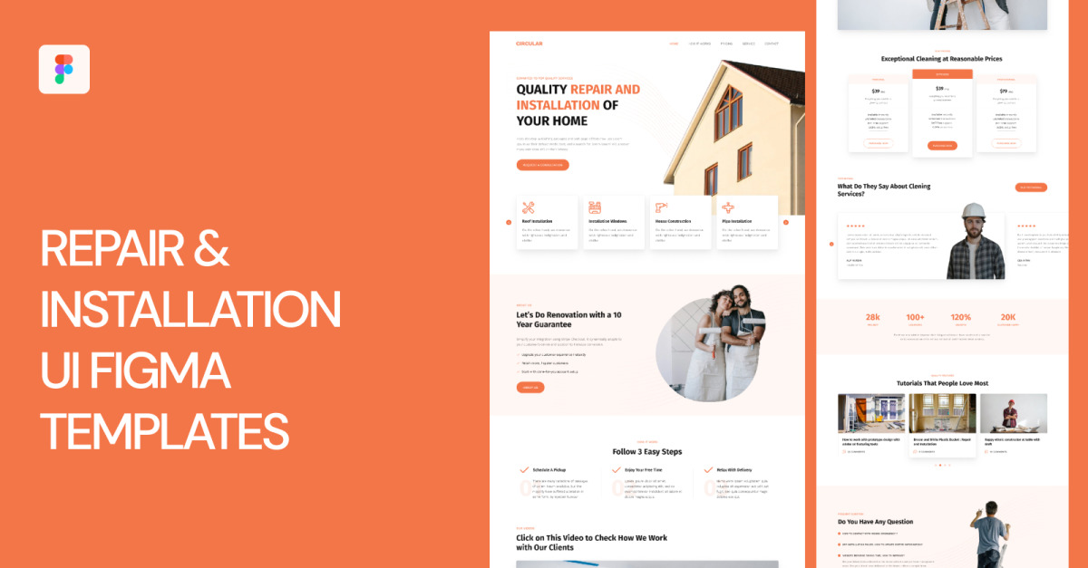 Repair and Installation UI Figma Template - TemplateMonster