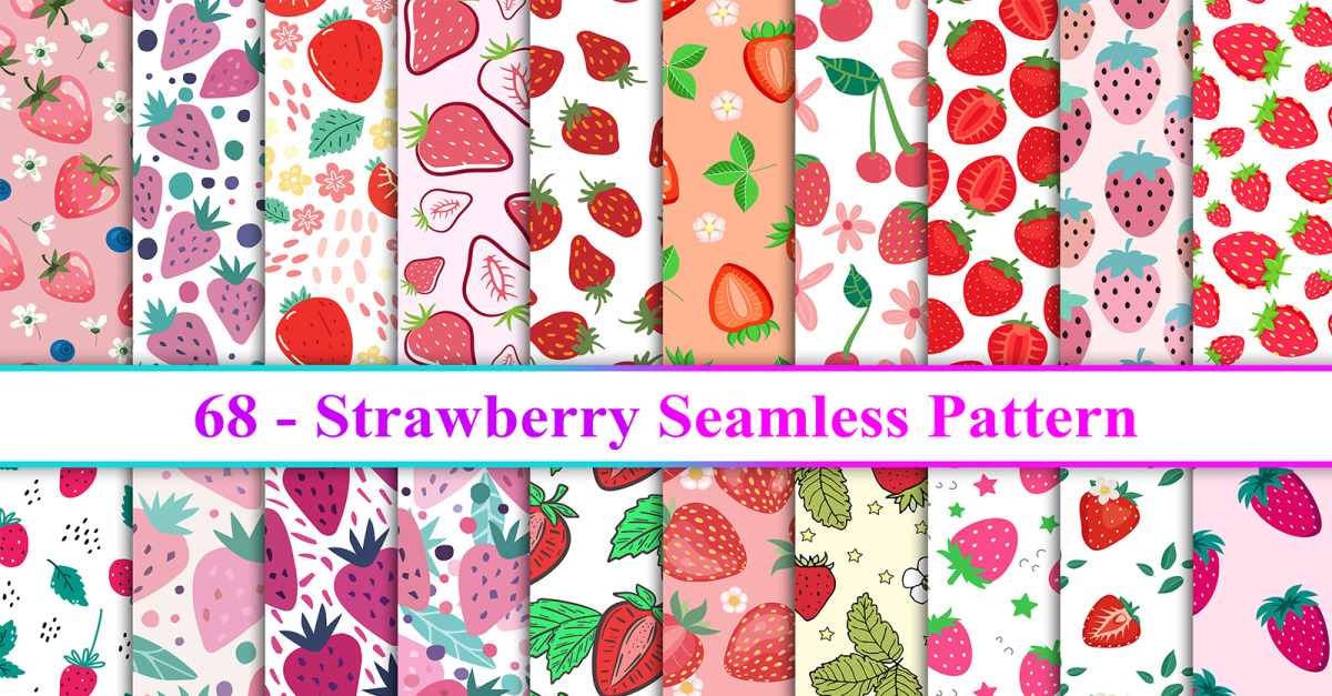 Strawberry Seamless Pattern, Strawberry Background