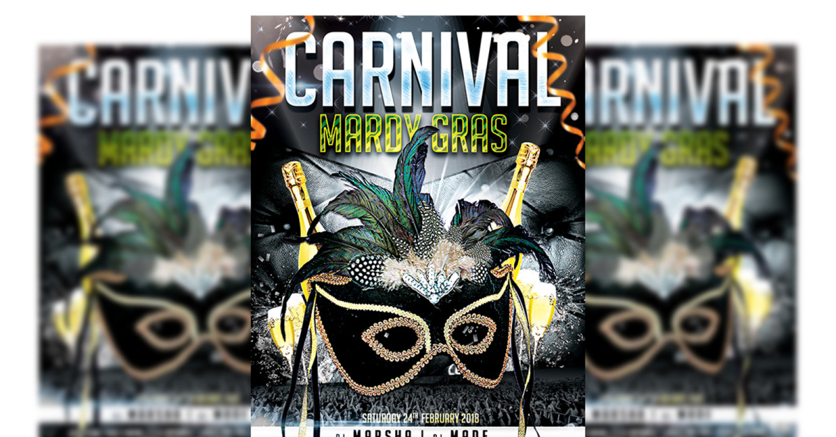 Mardy Gras Party Flyer Template #271593 - TemplateMonster