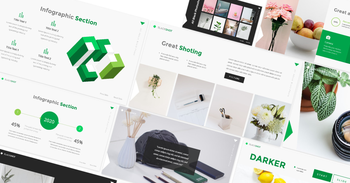 Dunklere Photoshop-Powerpoint-Vorlage - TemplateMonster