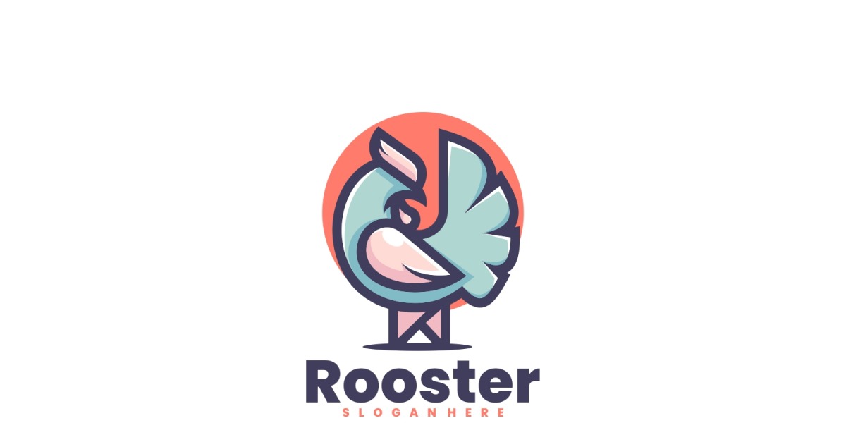 Logo de mascotte simple de coq Vol.2 - TemplateMonster