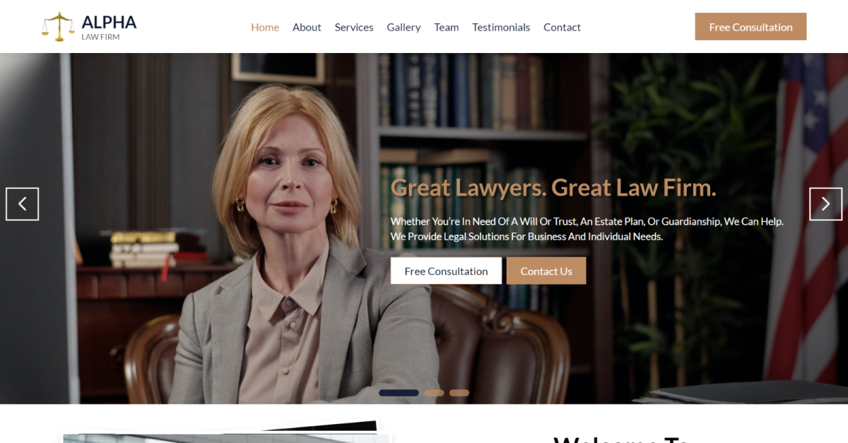 Alpha - HTML5-Zielseitenvorlage für Anwaltskanzleien
