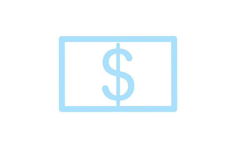 Blue banknote silhouette semi flat color vector element