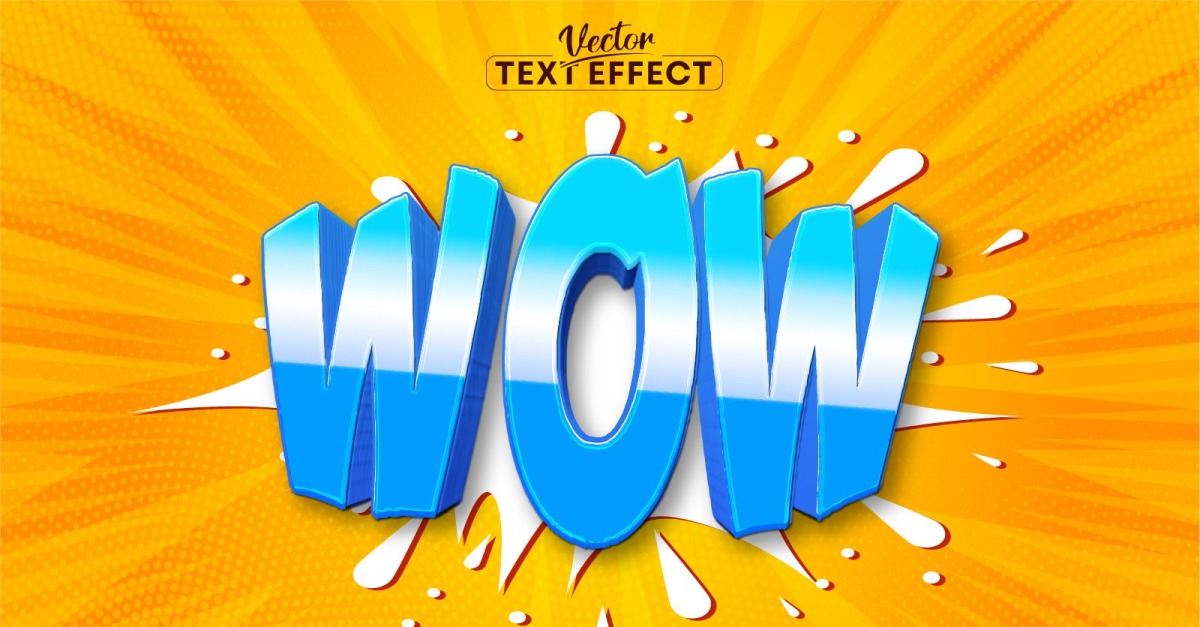 Wow - Effet de texte modifiable, style de texte de dessin animé ...