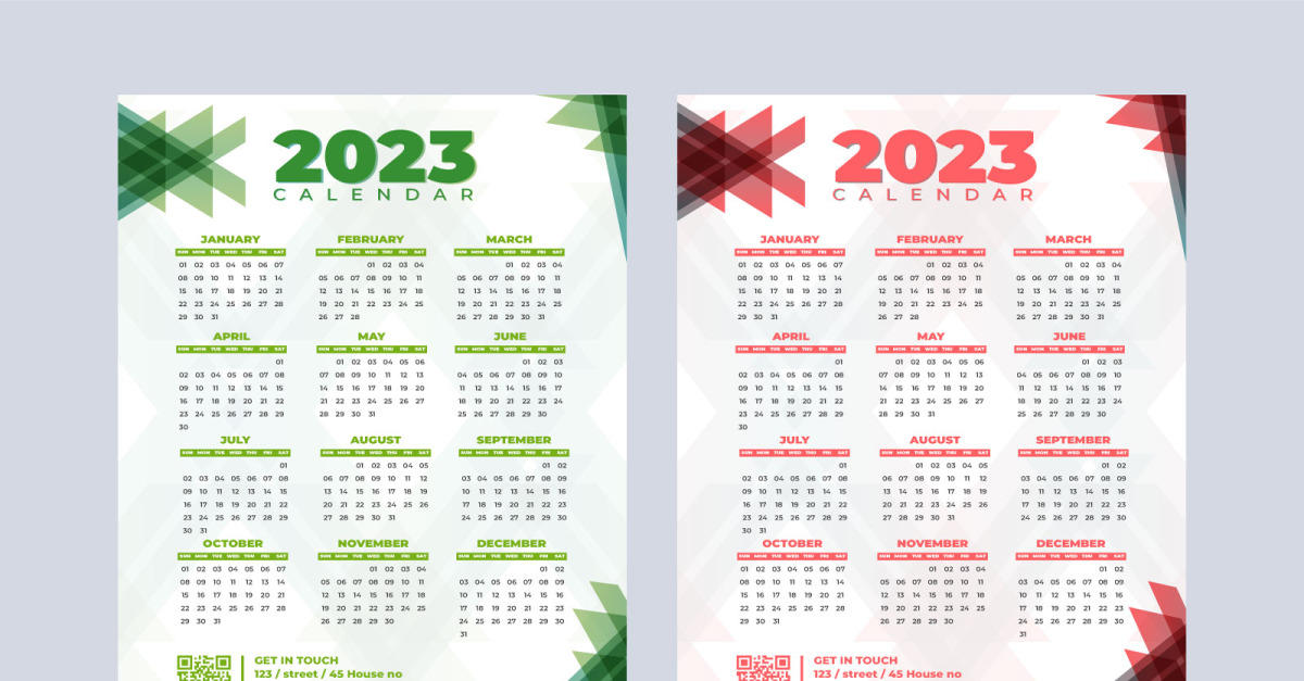 2023 annual calendar design vector #272354 - TemplateMonster