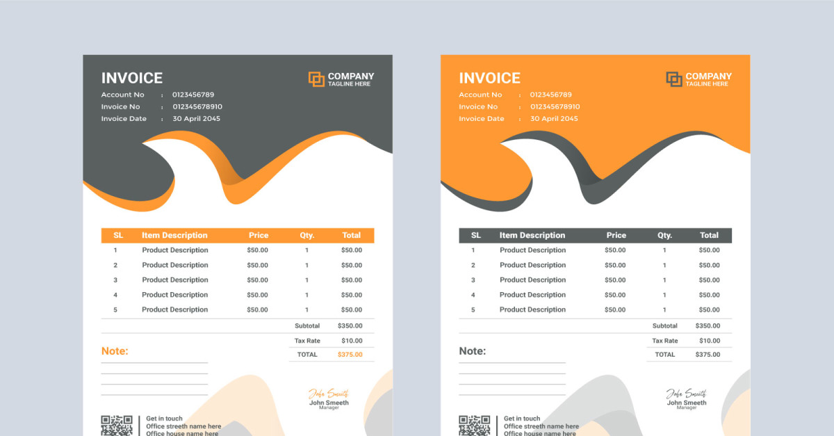 Corporate invoice and voucher vector - TemplateMonster
