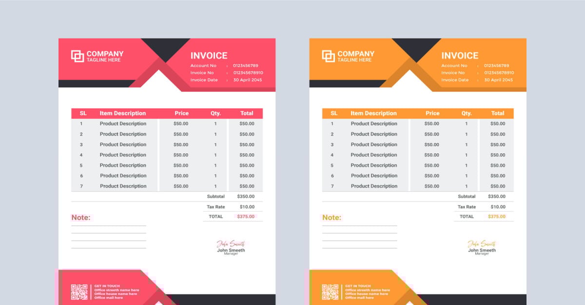 Minimal invoice template and voucher vector - TemplateMonster