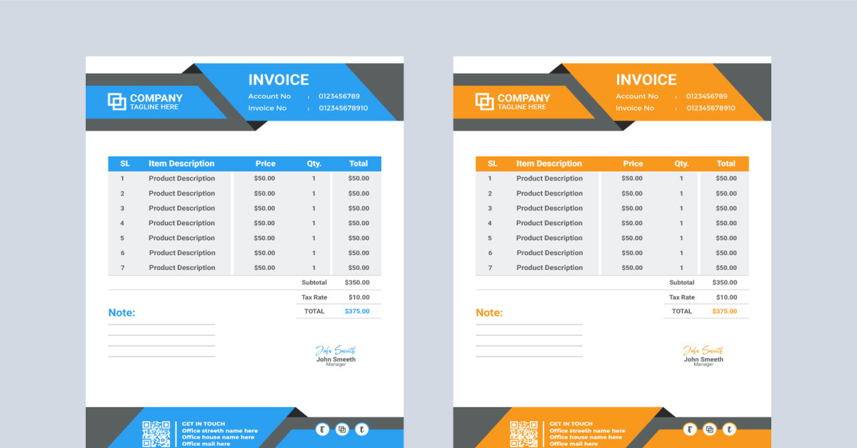 Modern business invoice and cash receipt - TemplateMonster