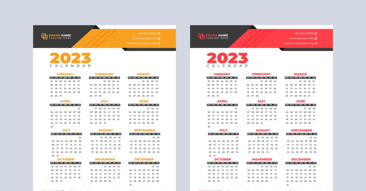 2023 Yeni Yıl Takvimi Şablonu Vektör - TemplateMonster