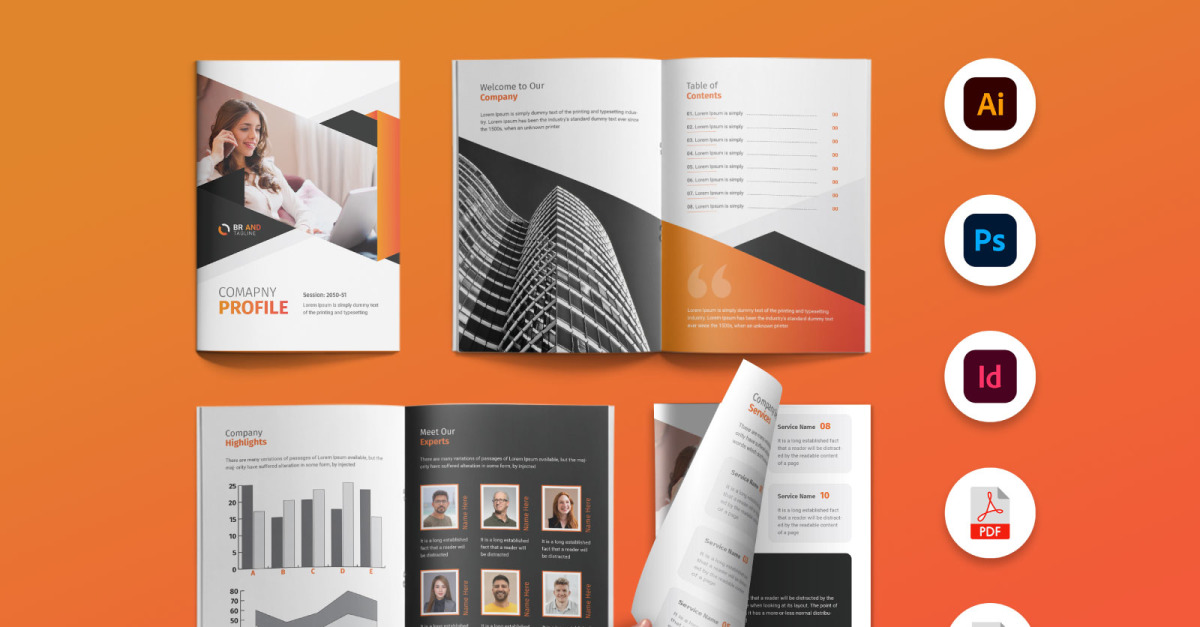 Corporate Business Bifold Brochure Design Template