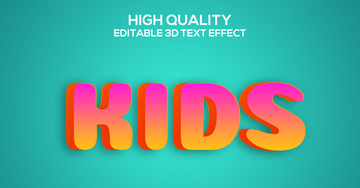 Kids | 3D Kids Text Style | Kids Editable Psd Text Effect | Modern Kids ...