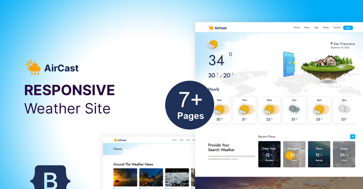 Aircast - Weather Forecast and News HTML5 Website Template