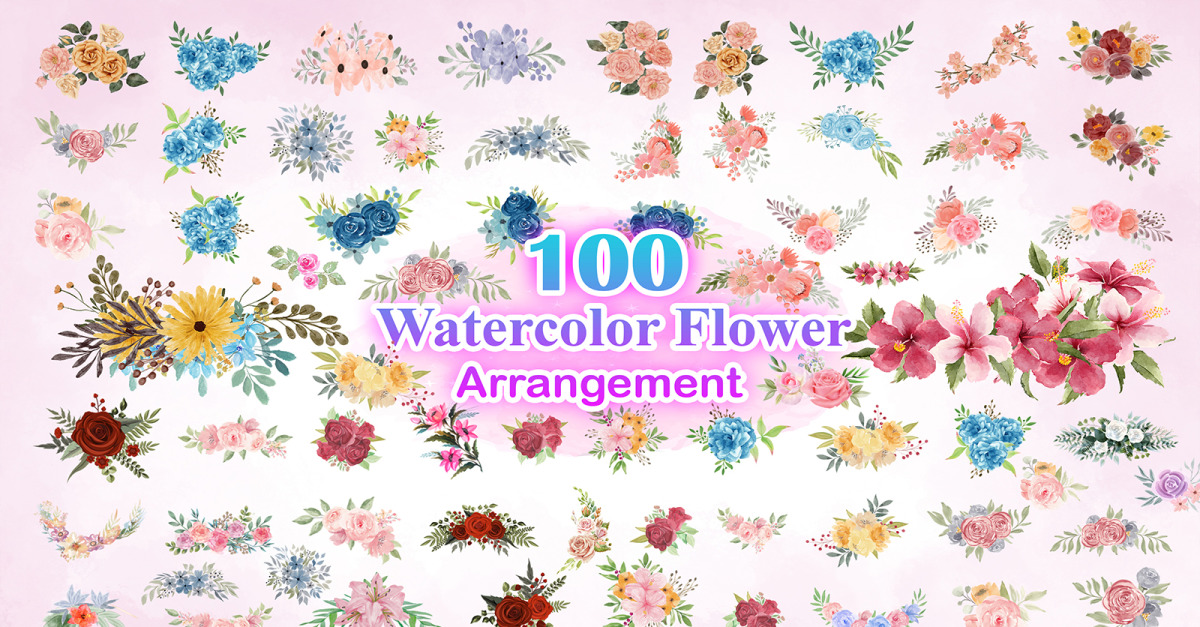 Arreglo floral de acuarela, Ilustración de flor de acuarela