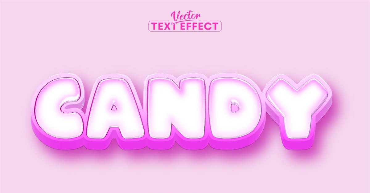 Candy - Editable Text Effect, Pink Comic And Cartoon Text Style, Graphics Illustration