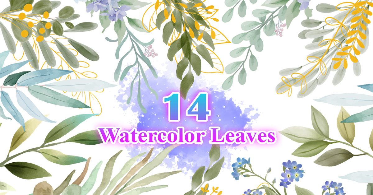 Hojas de acuarela, ilustración de hojas de acuarela