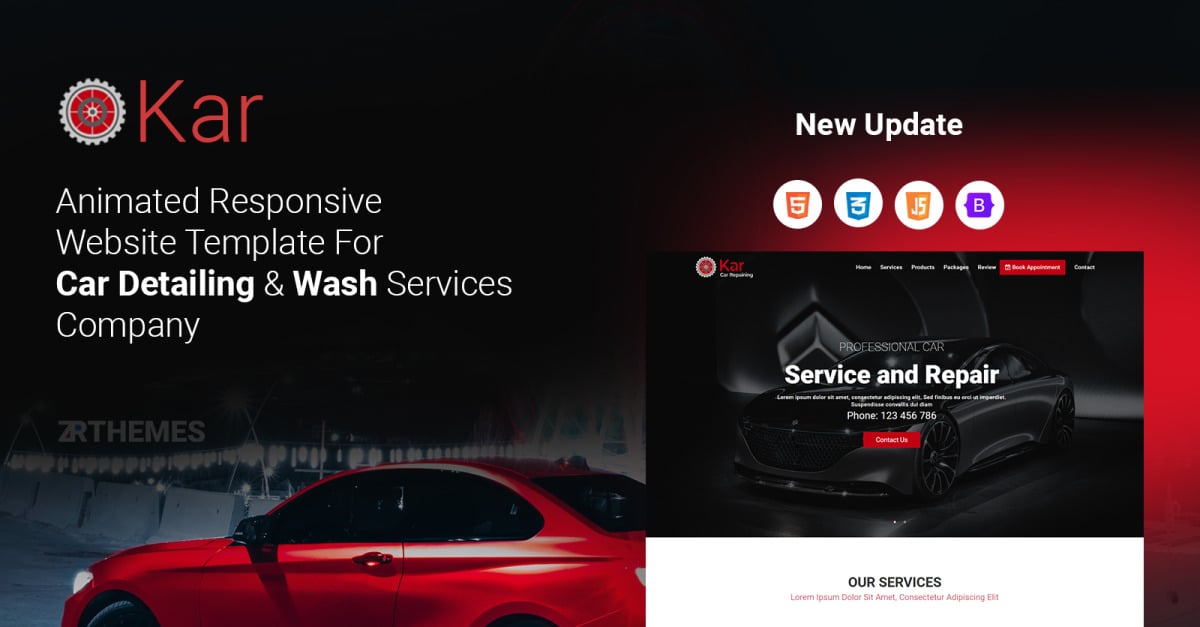 Kar - Auto Detailing & Car Repairing Services Landing Page Template