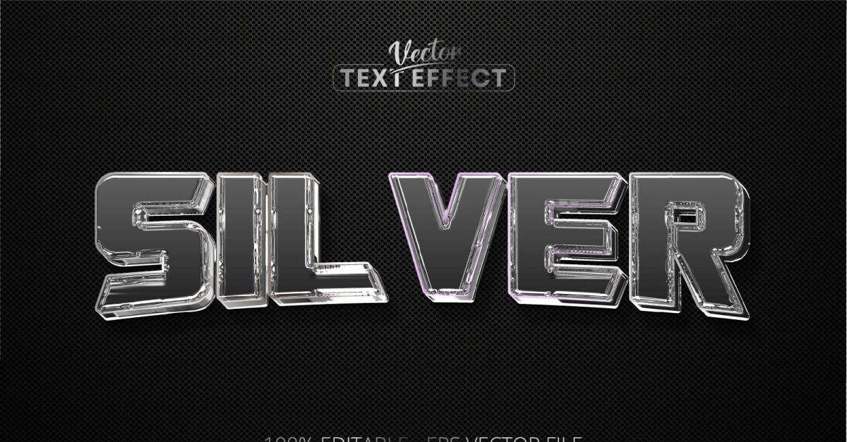 Silver - Editable Text Effect, Silver Metallic Shiny Text Style ...